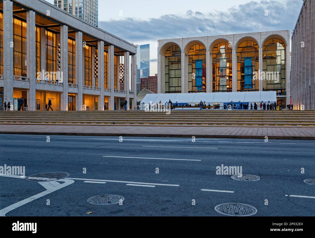 Lincoln Center at dawn: David H. Koch Theater, on Josie Robertson Plaza ...