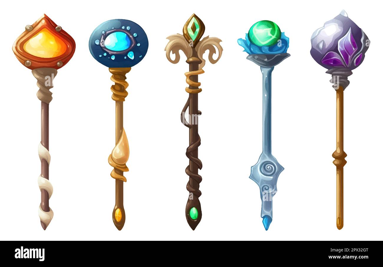 ui set vector illustration of magic scepter isolate on white background ...