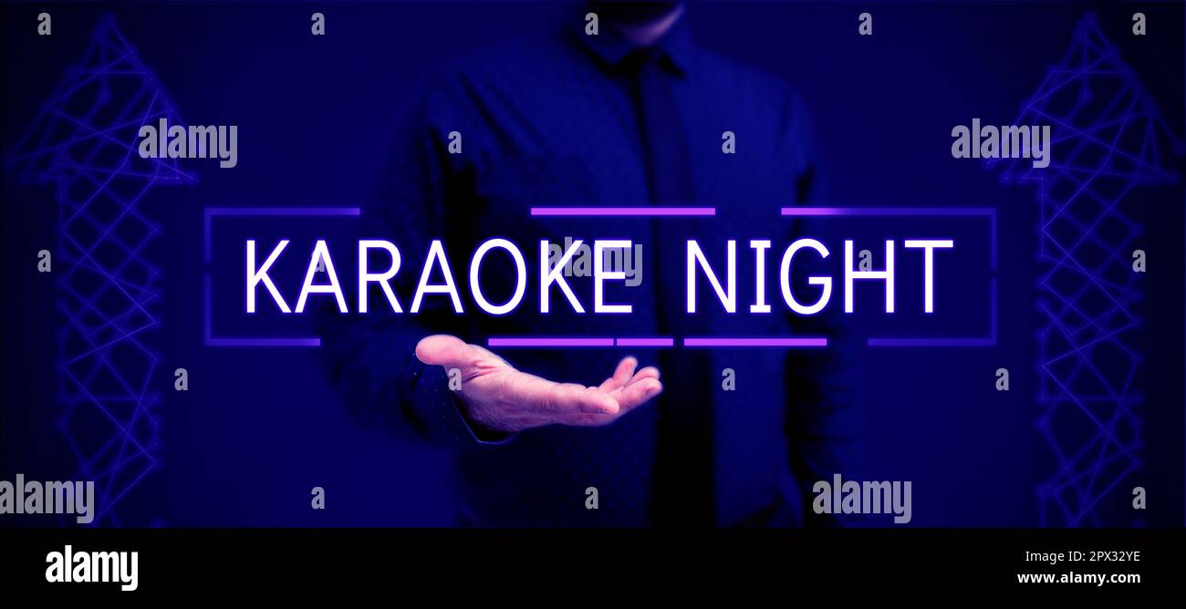 Hand writing sign Karaoke Night, Business concept Entertainment singing ...