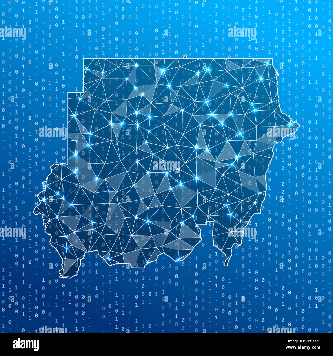 Network map of Sudan. Country digital connections map. Technology ...