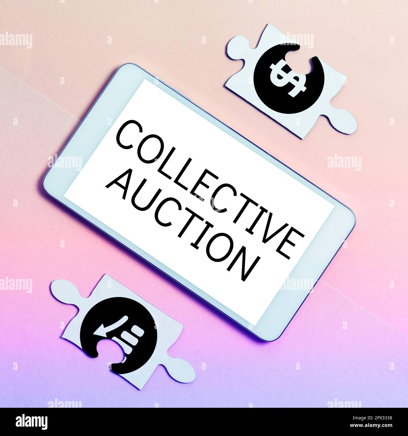 Conceptual caption Collective Auction, Word Written on Gathering and ...