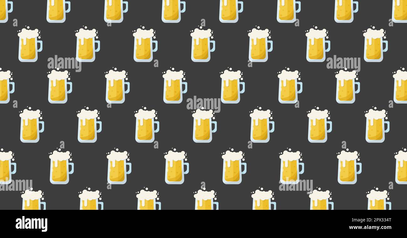 Panoramic pattern of beer on a white background - Vector illustration ...