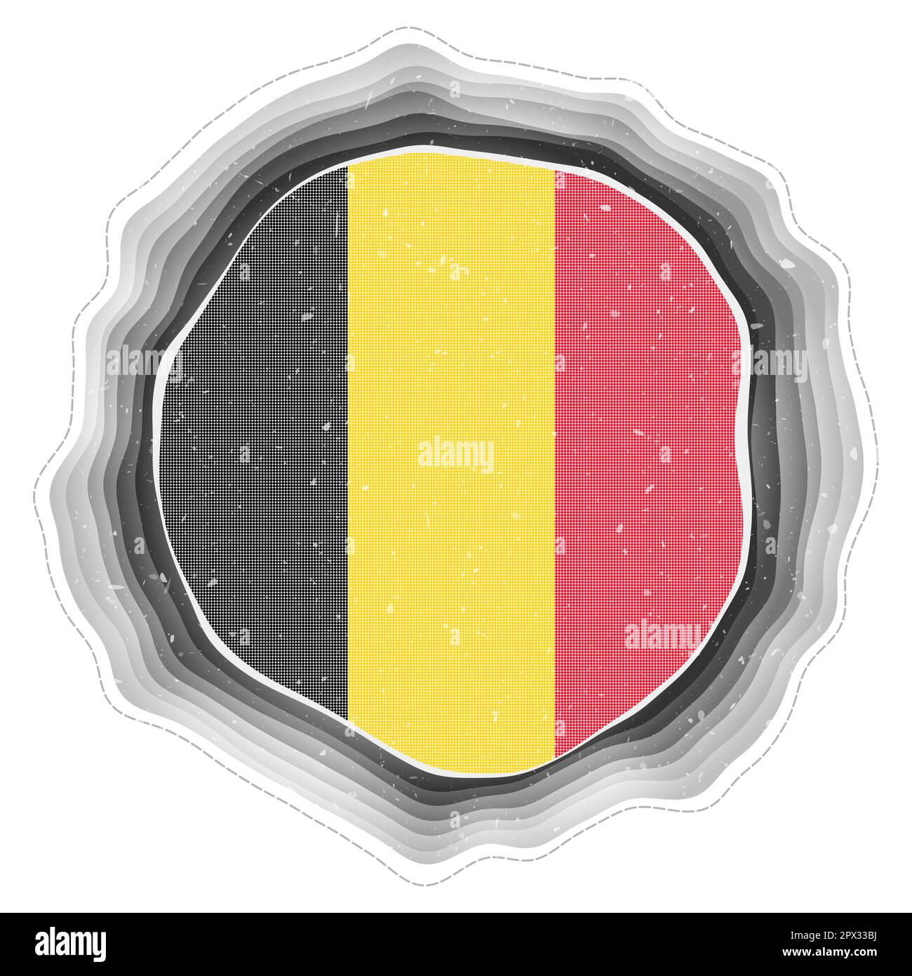 Belgium flag in frame. Badge of the country. Layered circular sign ...