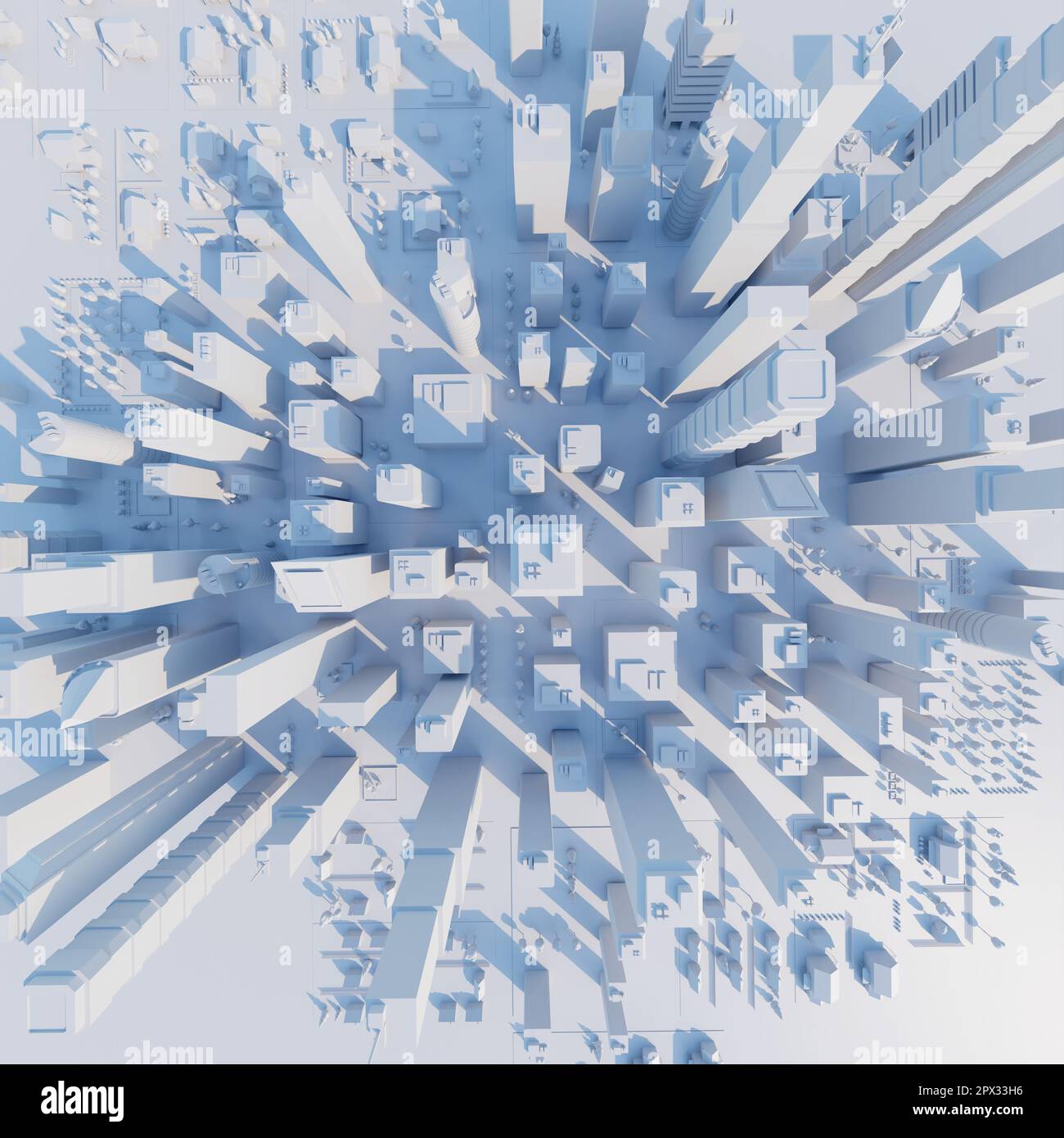 Clean, modern white city with skyscrapers. Abstract concept. Digital 3D ...