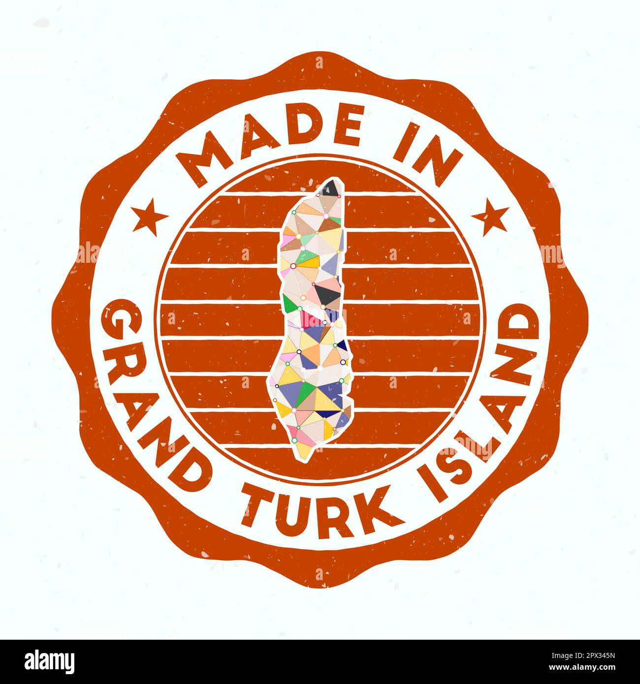 Made in Grand Turk Island. Island round stamp. Seal of Grand Turk ...