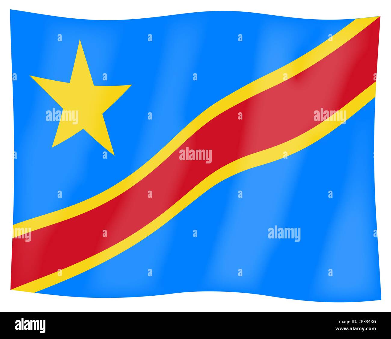The flag of the African country of the Democratic Republic of the Congo ...