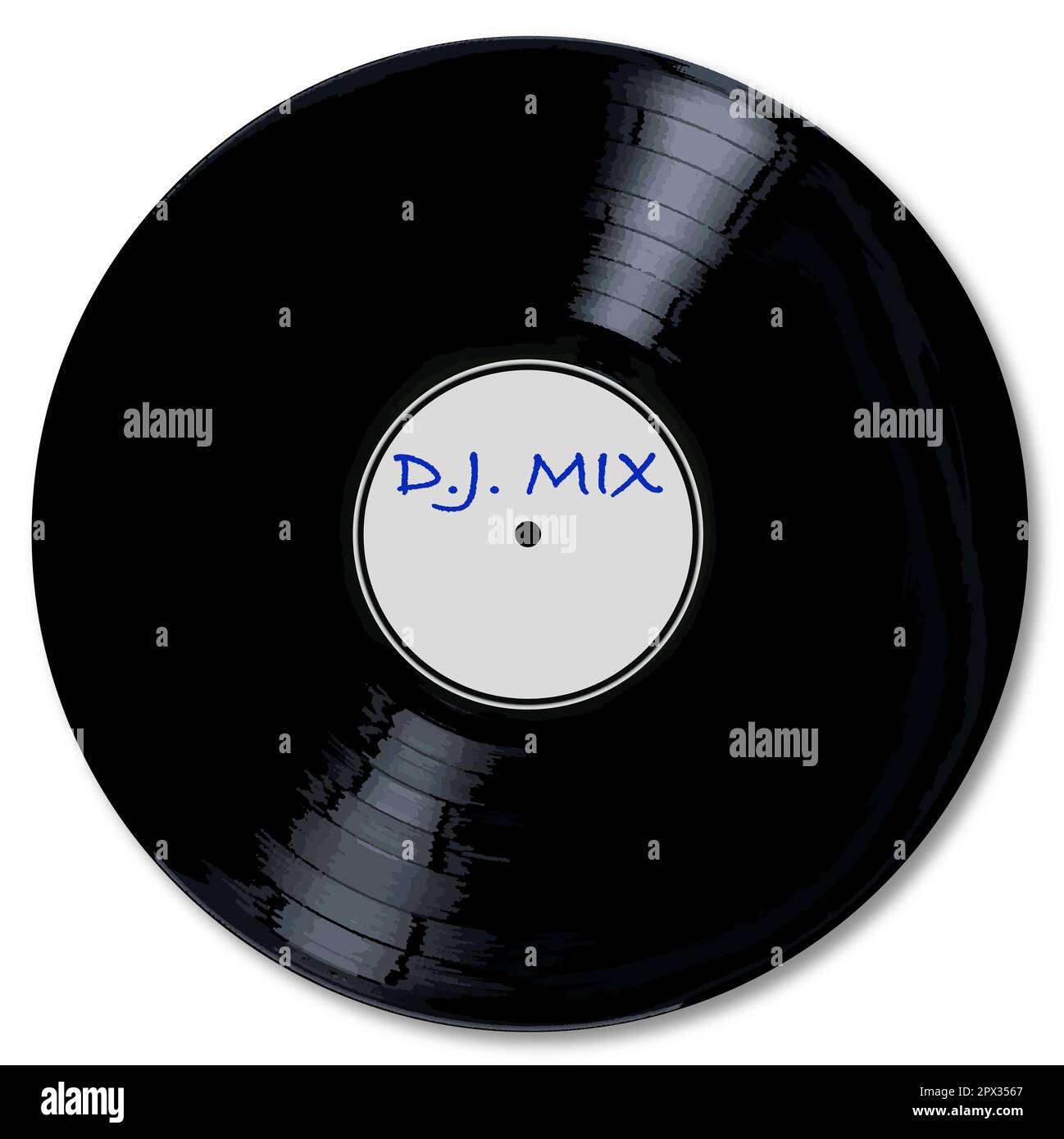 A typical LP vinyl record DJ mix with a white labell over a white ...