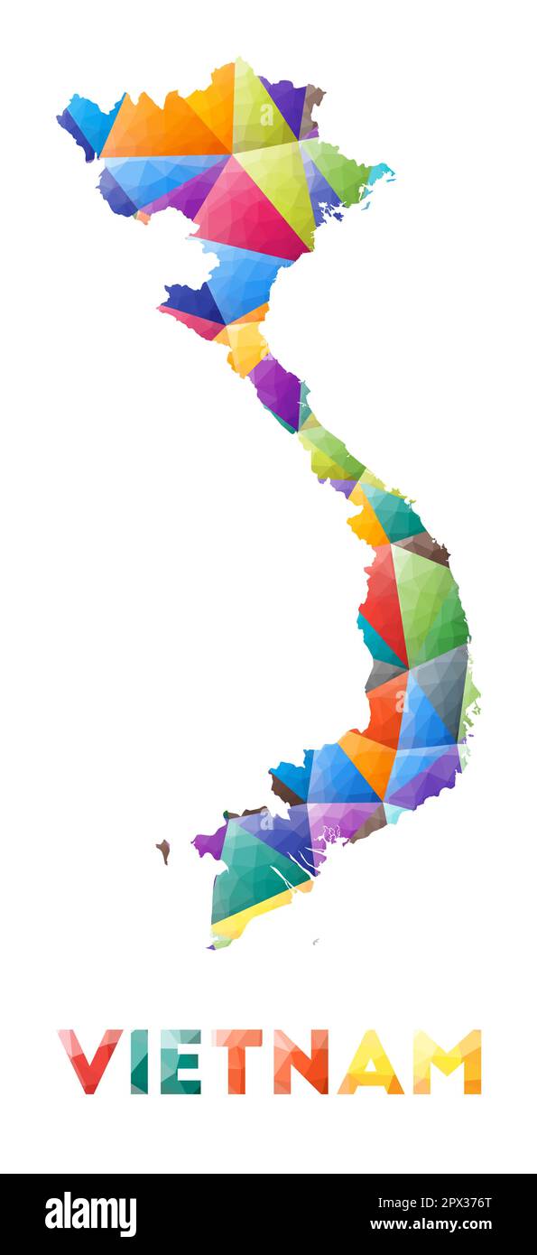 Vietnam - colorful low poly country shape. Multicolor geometric ...