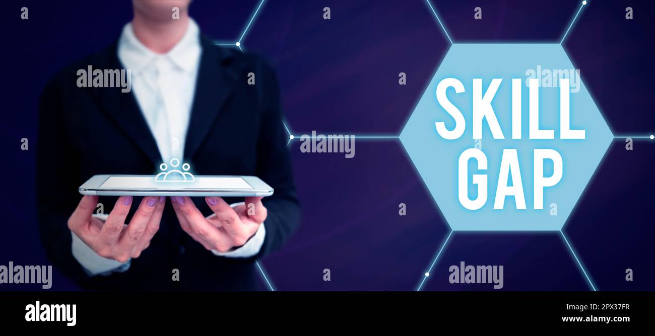 Sign displaying Skill Gap, Word for Refering to a person's weakness or ...