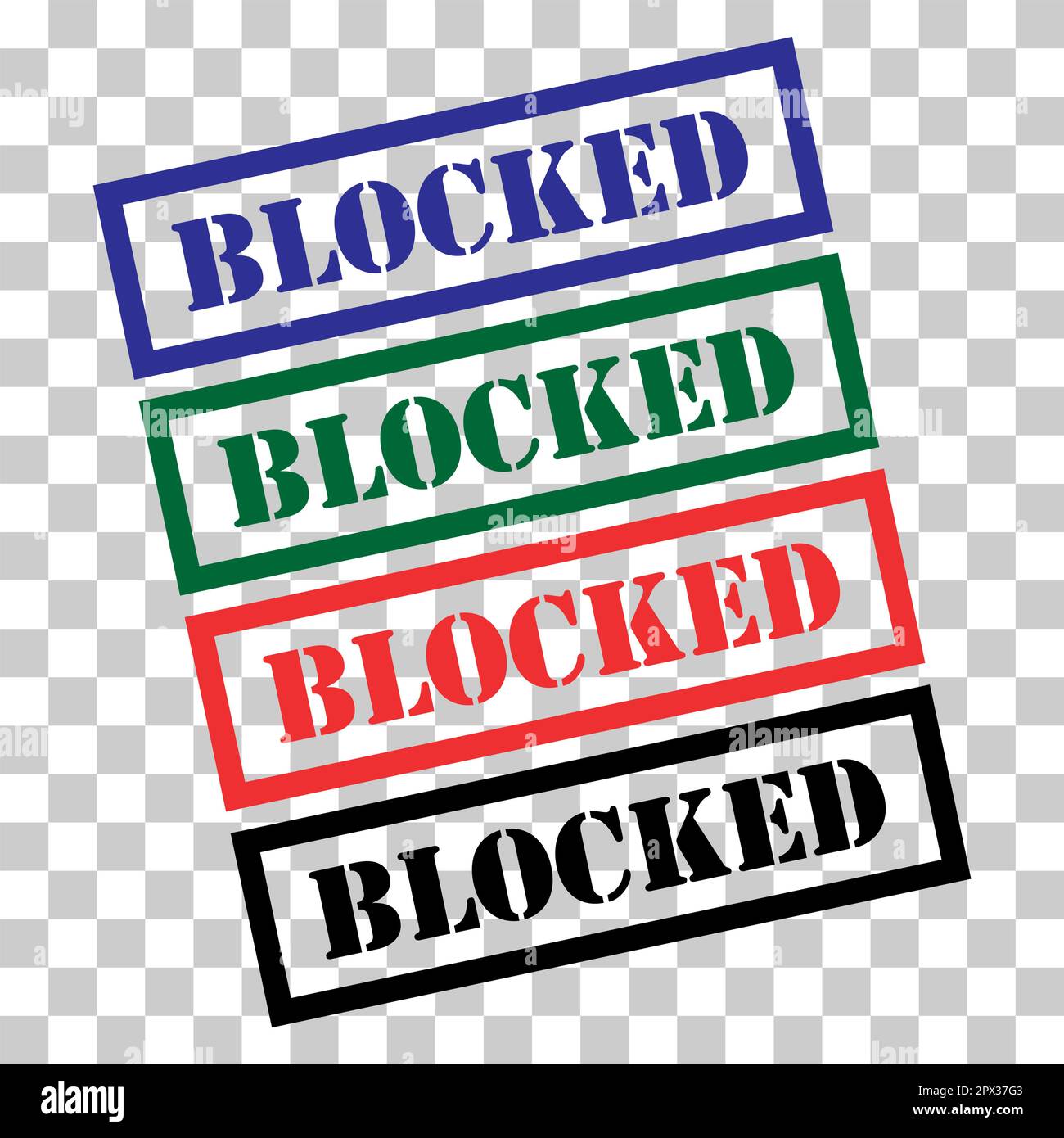 Set of Blocked stamp symbol, label sticker sign button, text banner ...