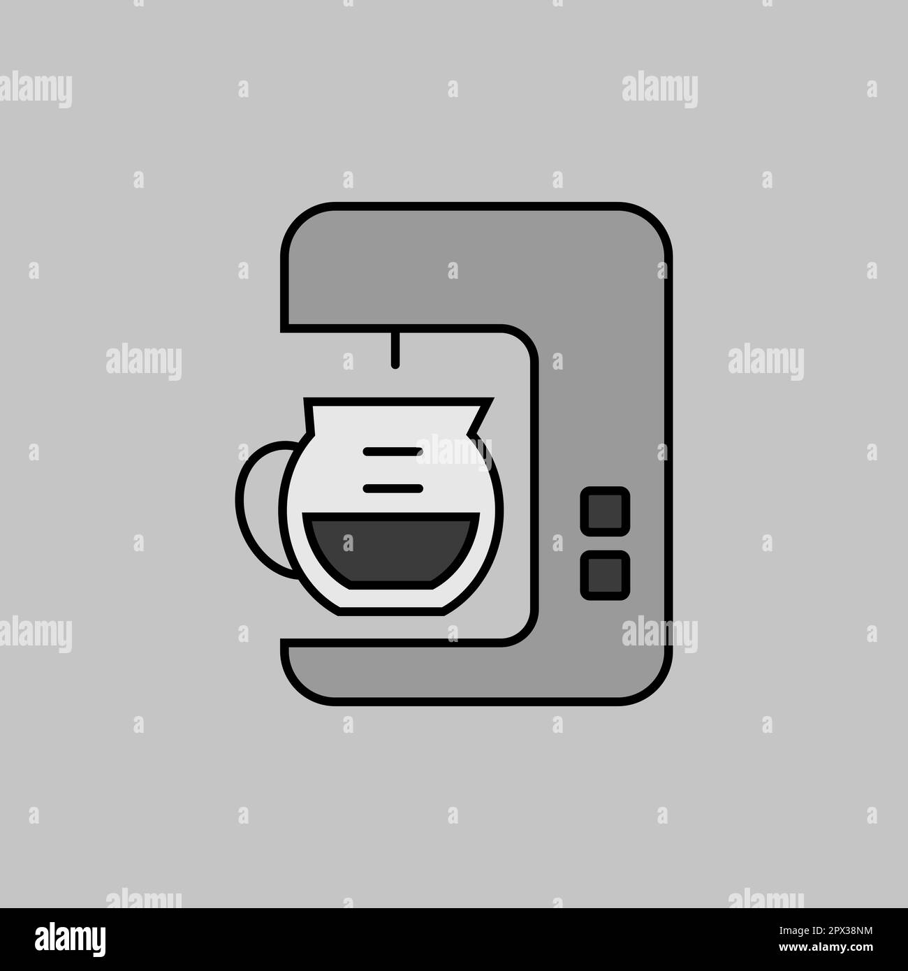Coffee maker machine outline grayscale icon. Workspace sign. Graph ...