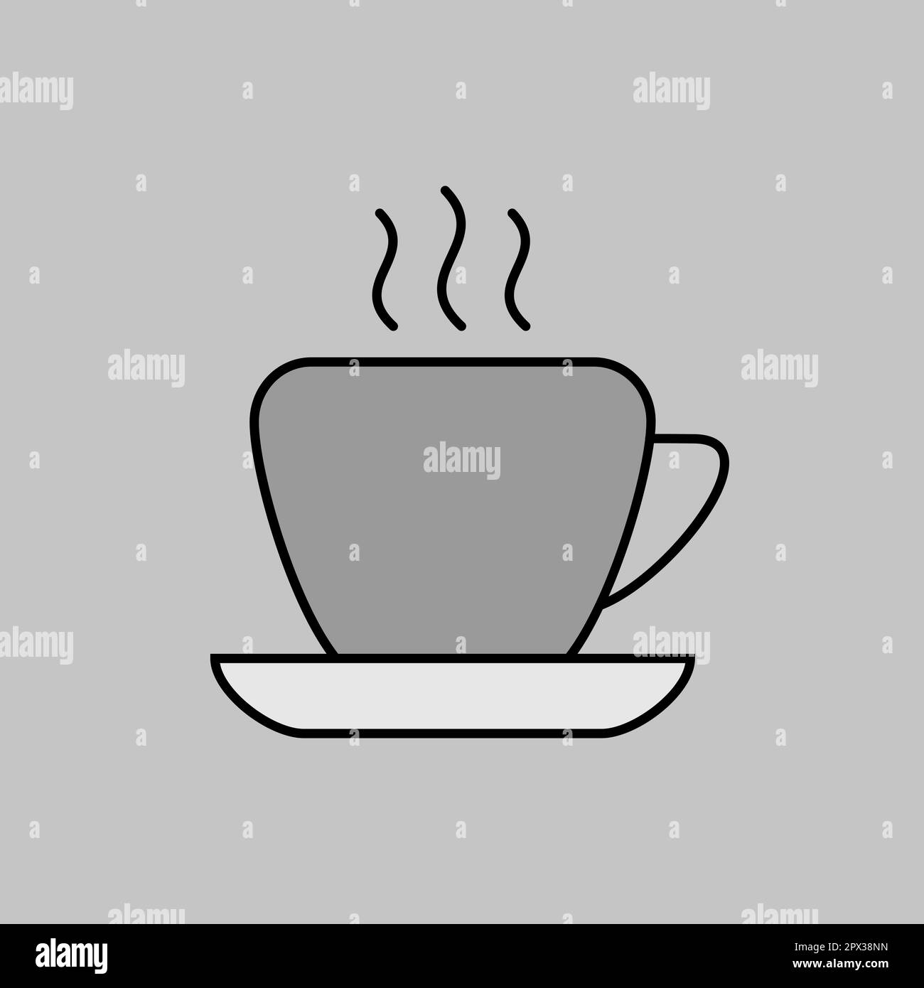 Coffee cup outline grayscale icon. Business sign. Graph symbol for your ...