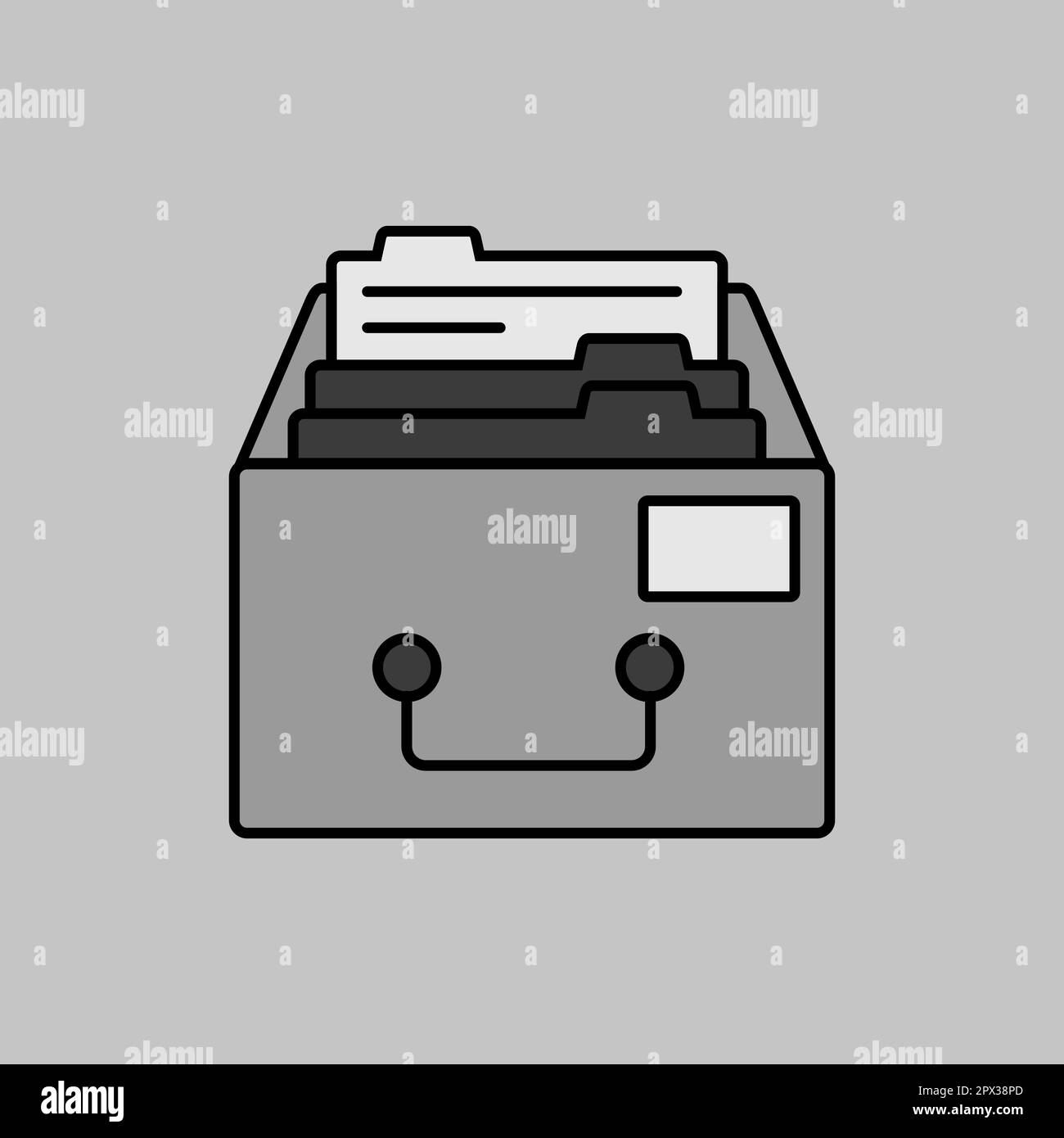 Filing Cabinet outline grayscale icon. Workspace sign. Graph symbol for ...