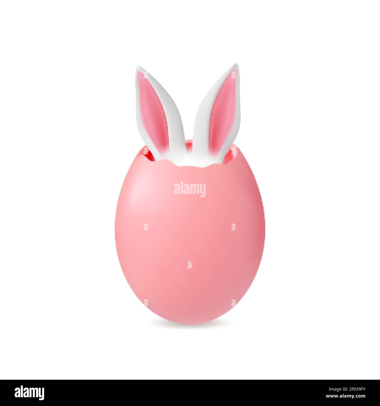 Realistic 3d easter egg with bunnies ears. Rabbit festive, isolated ...