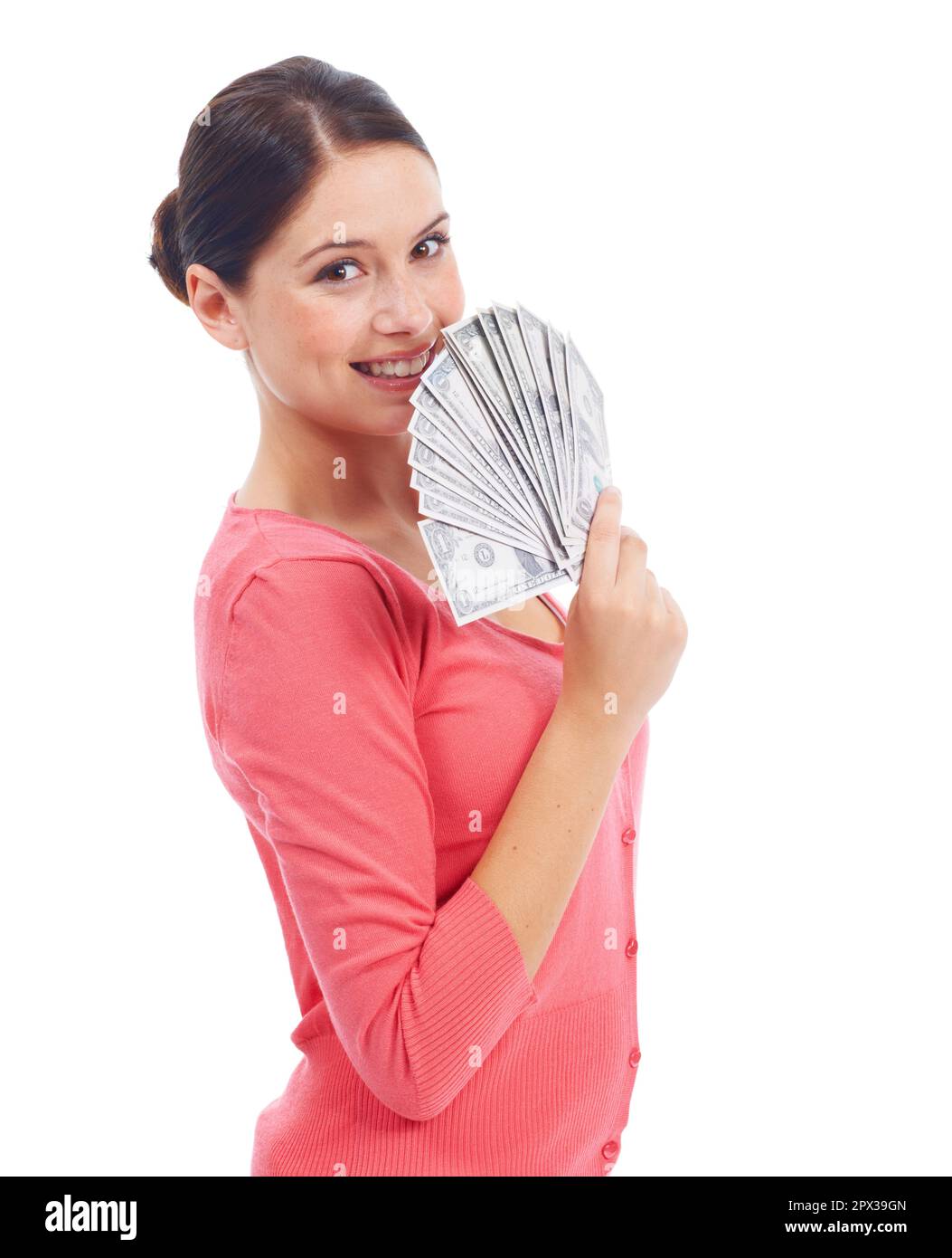 Happy, money and finance with portrait of woman for investment, success ...