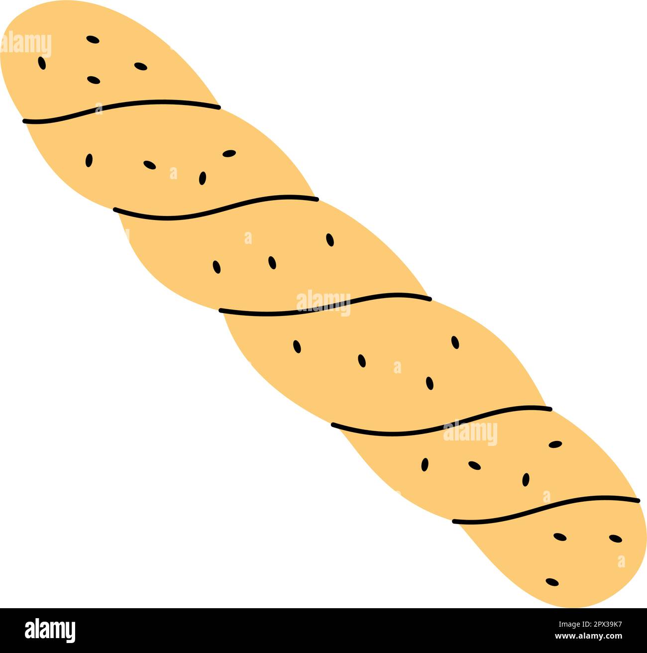 Braided french bread icon. Bakery pastry products silhouette. Vector ...