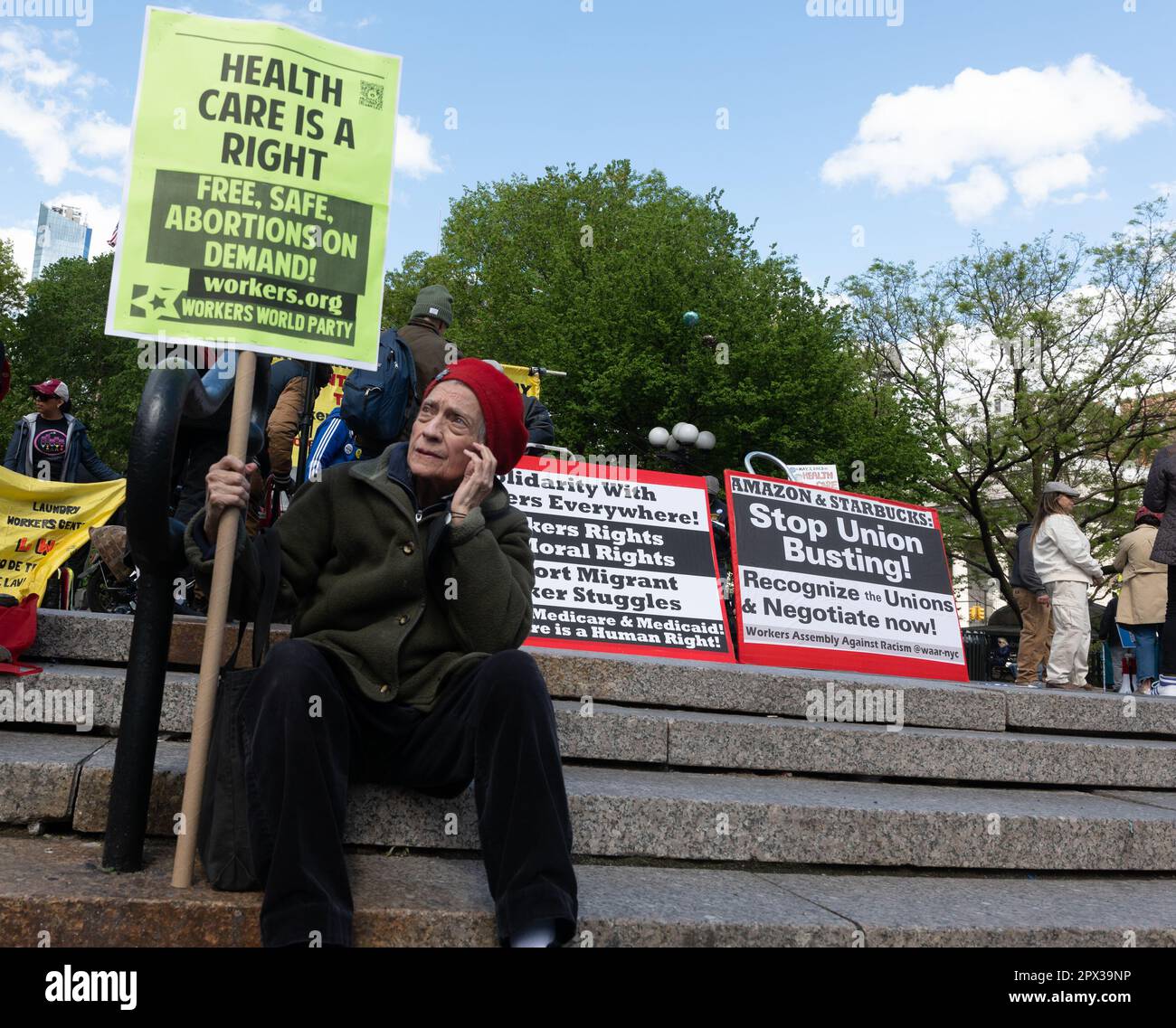 New York, New York, USA. 1st May, 2023. Demonstrators are shown during ...