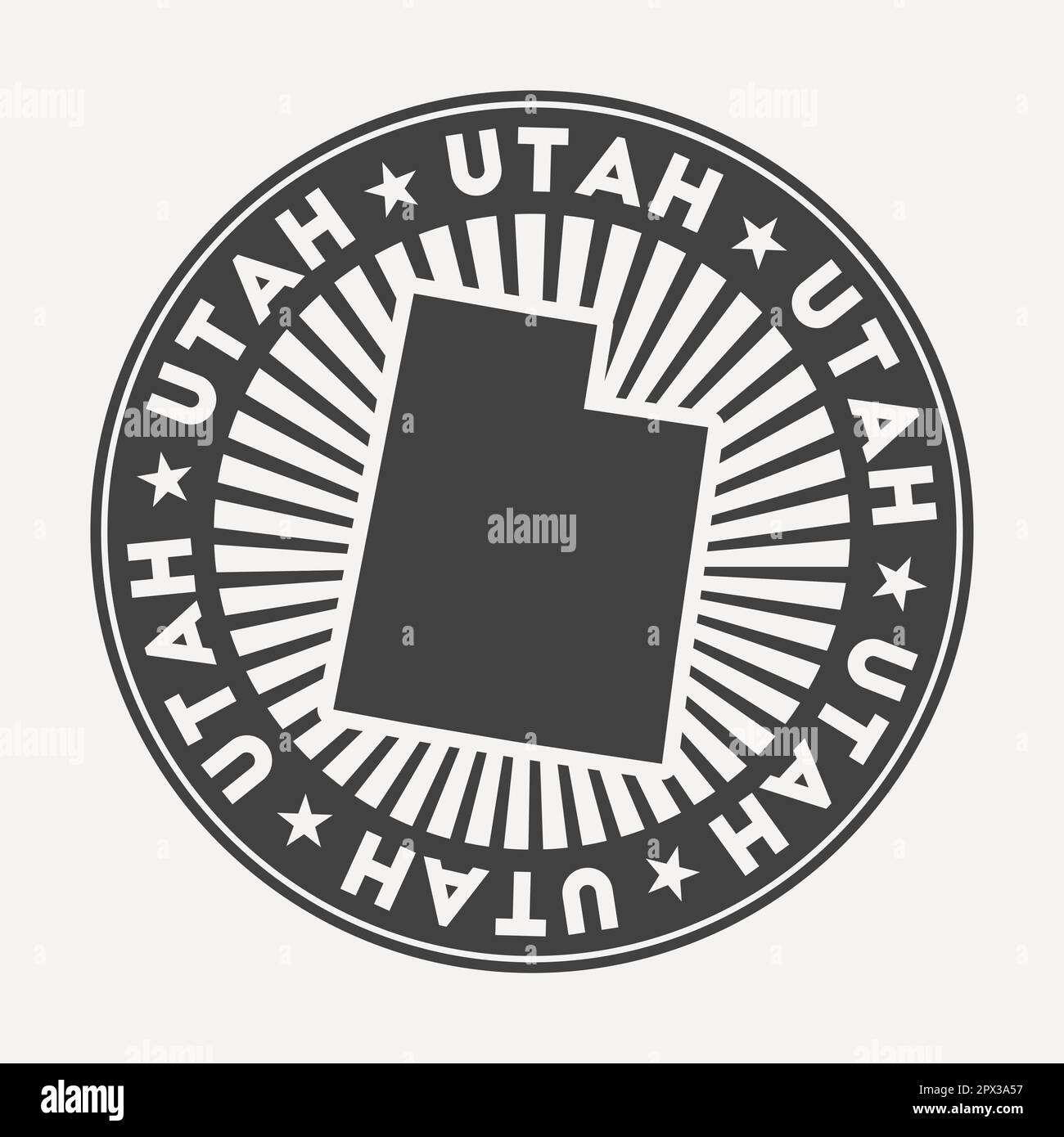 Utah round logo. Vintage travel badge with the circular name and map of ...