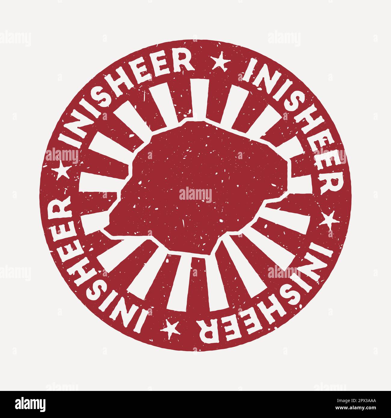 Inisheer stamp. Travel red rubber stamp with the map of the island ...