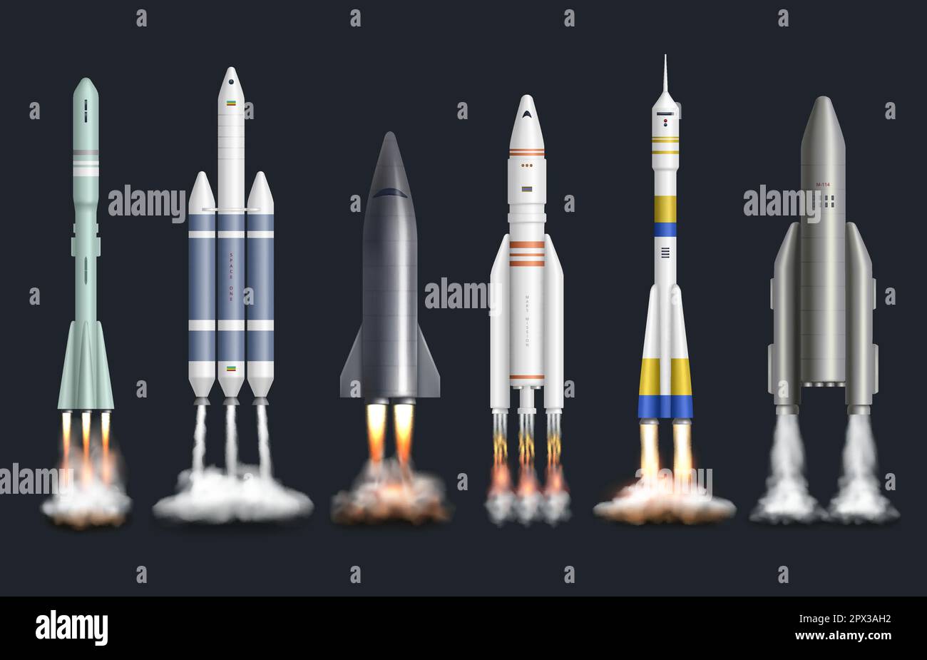Rocket launch template. Smoke fire and flame spaceship startup decent ...