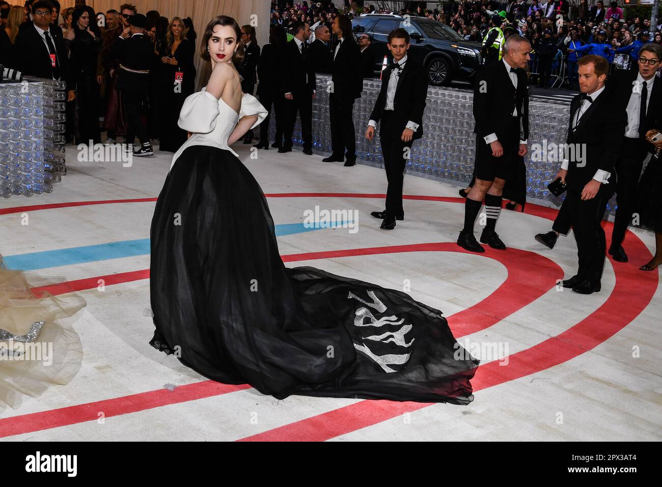 New York, USA. 01st May, 2023. Lily Collins walking on the red carpet at the 2023 Metropolitan ...