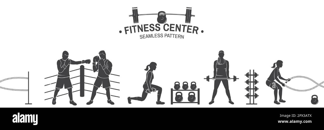 Sport center seamless pattern or background. Vector illustration. For ...