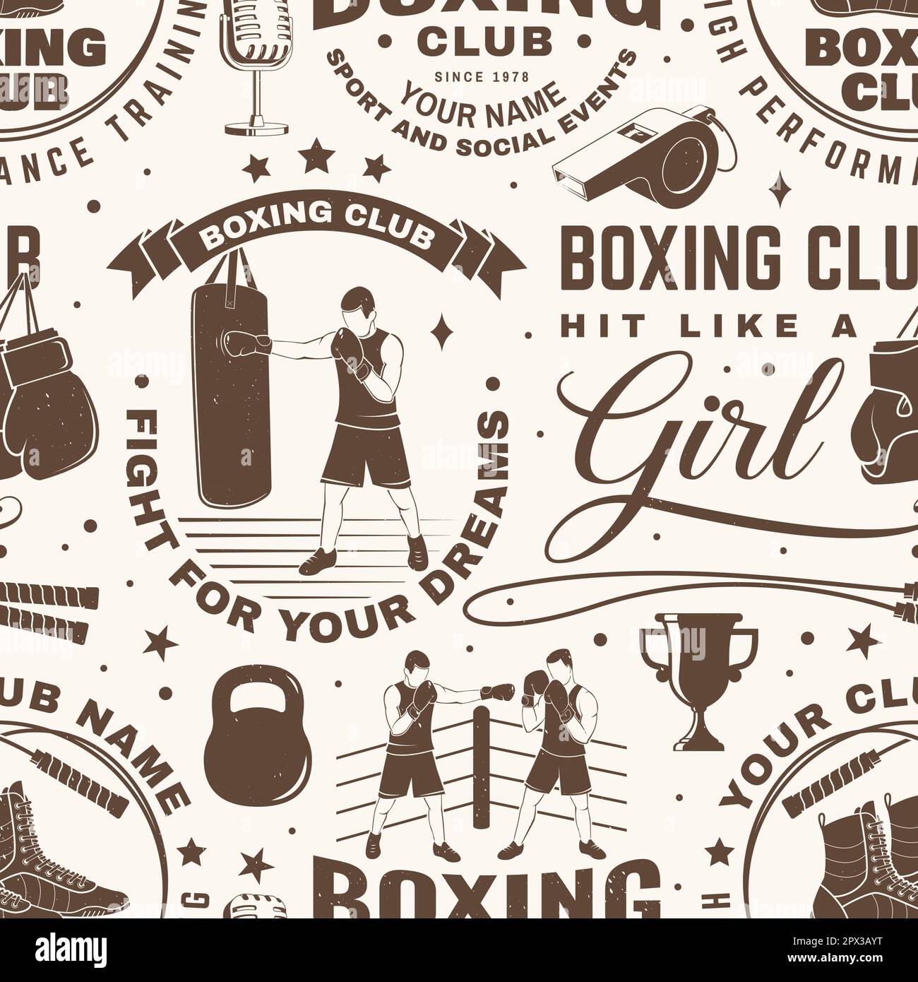 Boxing club seamless pattern. Vector. Background with Boxing sport club ...