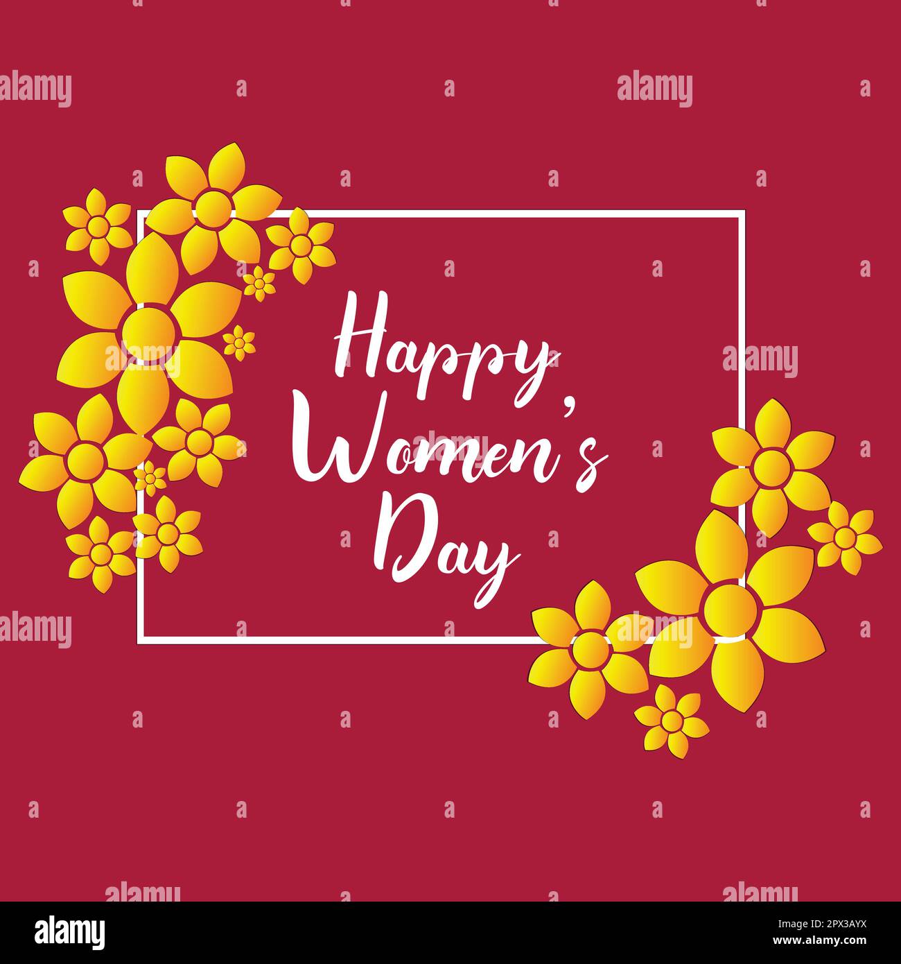 Woman’s Day text design with flowers and hearts on square background ...