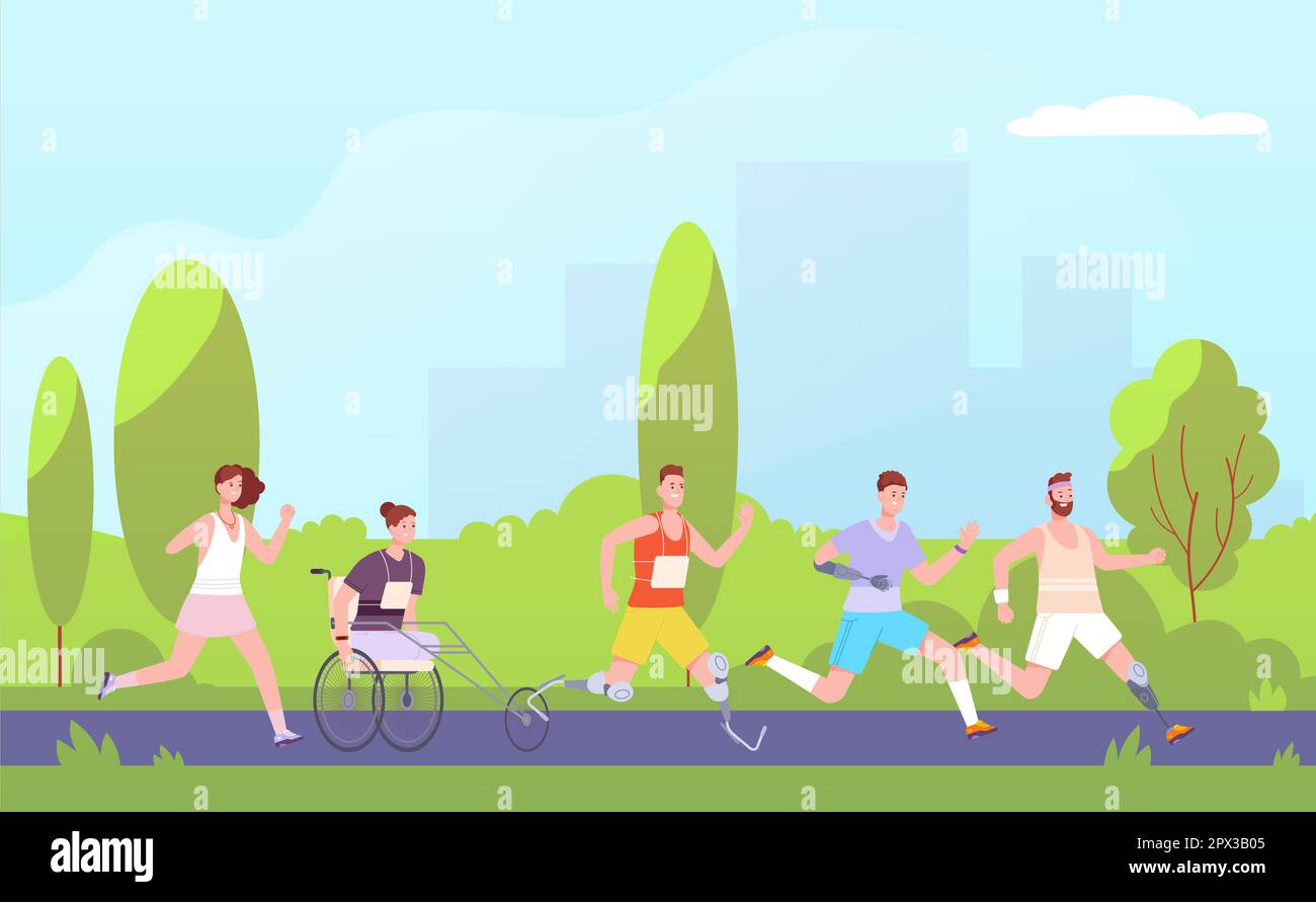 Disabled runners. Handicap athletes running paralympic athletics ...