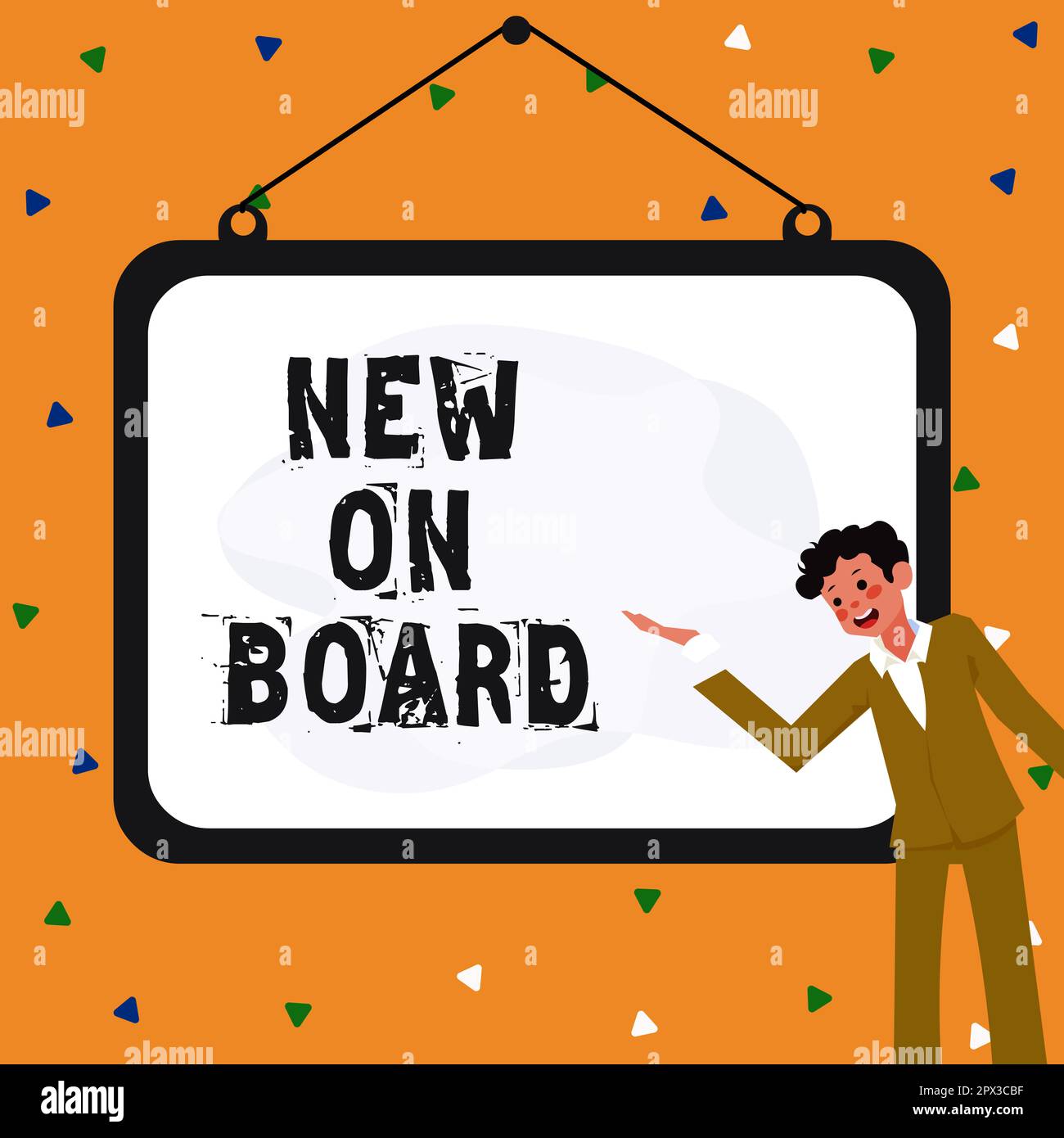 Hand writing sign New On Board, Business overview Welcome to the team ...