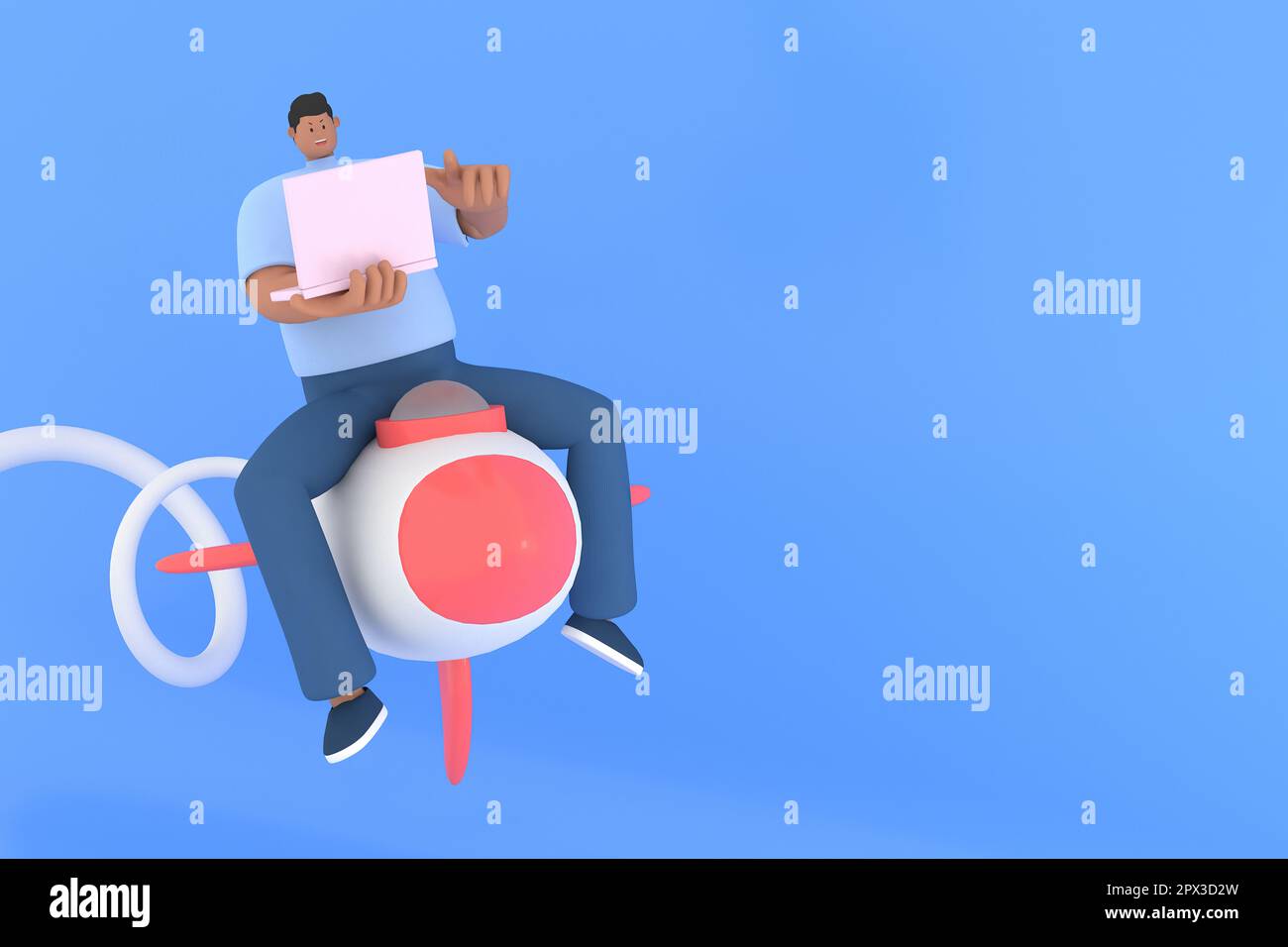 A man character flying . 3d rendering of business models Stock Photo ...