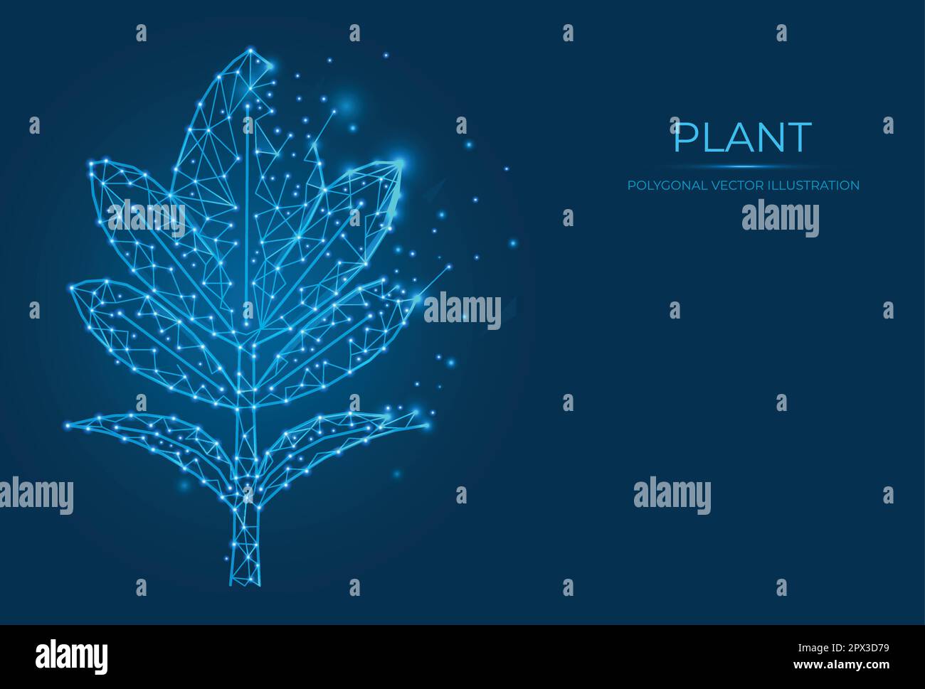 Polygonal plant vector illustration isolated on blue background. Sprout ...