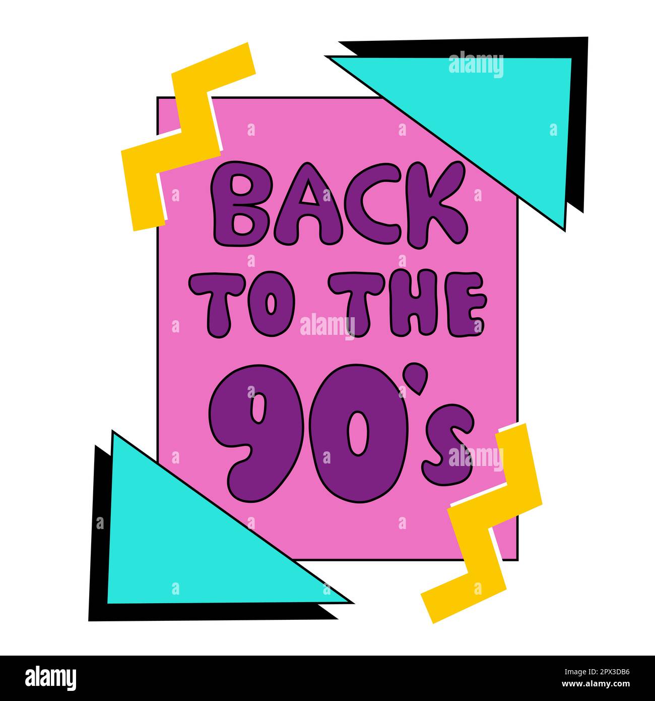 Emblem, sticker, logo and label of the 90s. Back to the 90s. Style label lettering with abstract ...