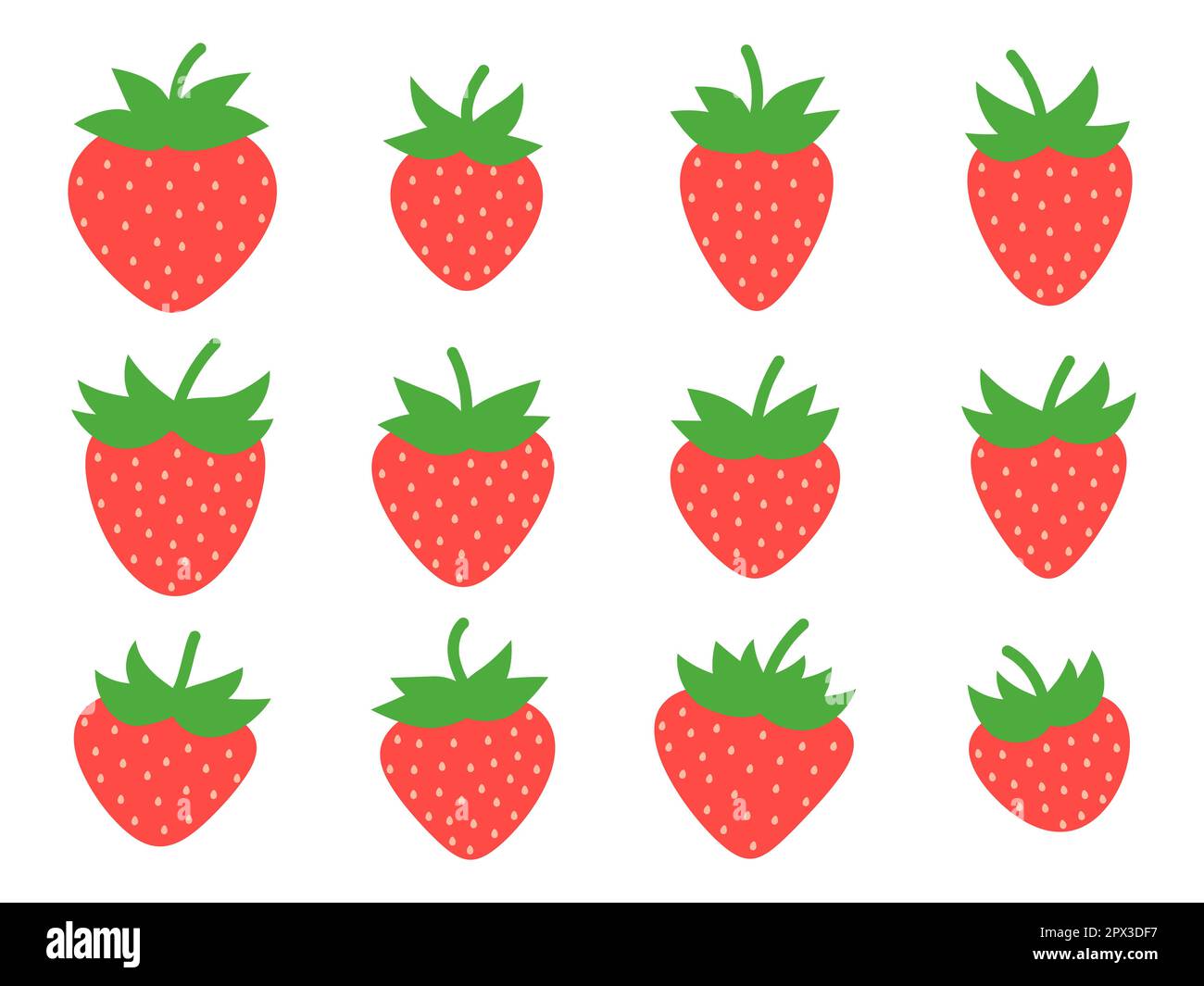 Strawberry set isolated on white background. Red strawberries with ...
