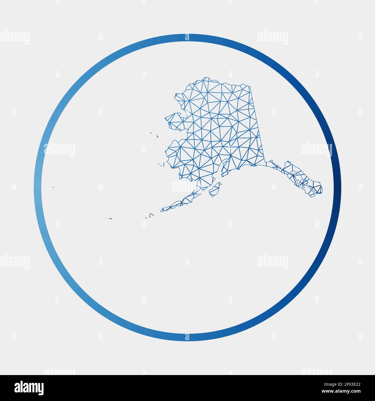 Alaska icon. Network map of the US state. Round Alaska sign with ...