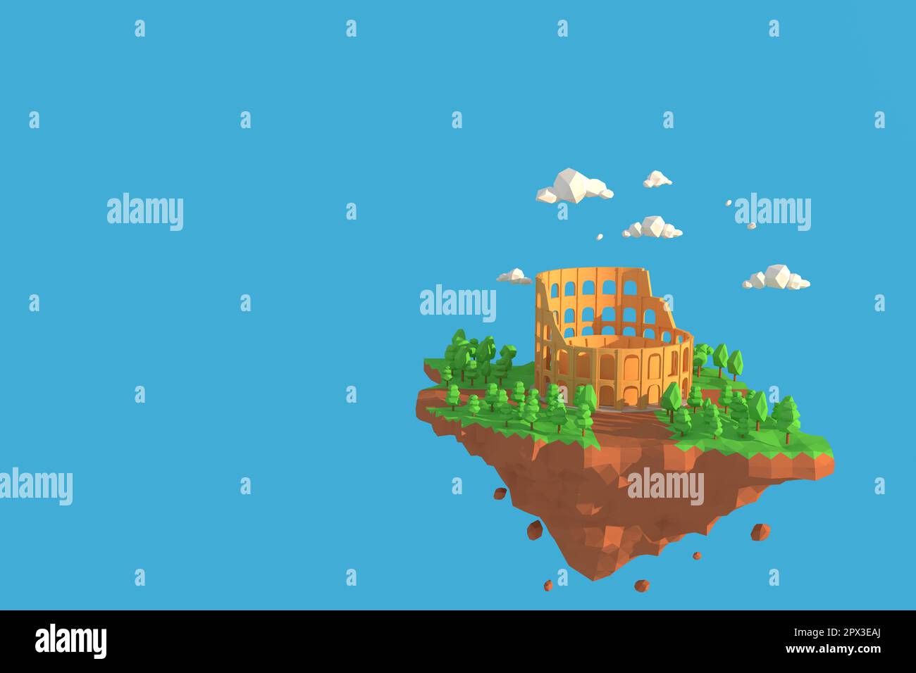 3D illustrator Colosseum, Rome, Italy. 3d rendering low polygon ...