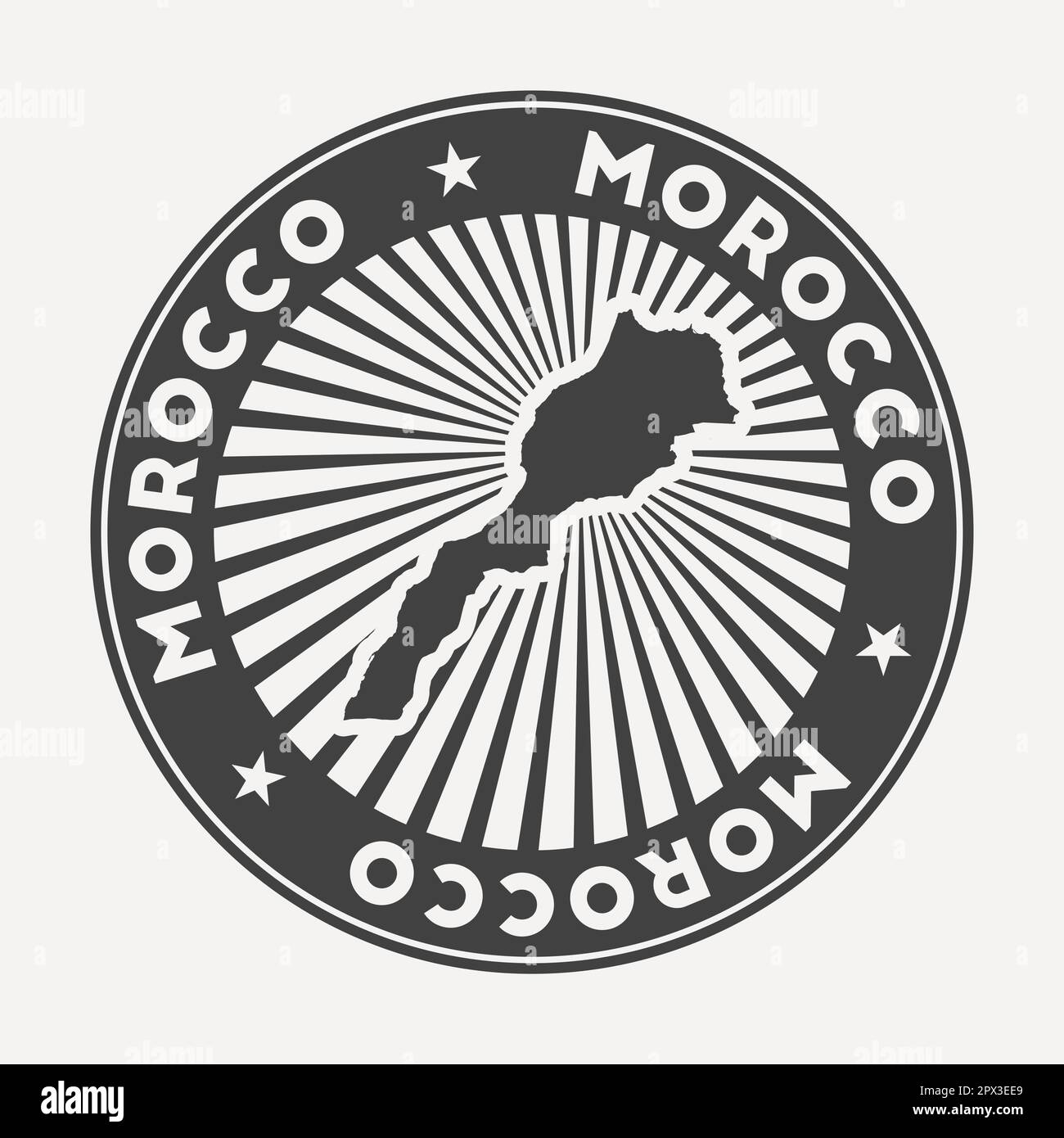 Morocco round logo. Vintage travel badge with the circular name and map ...