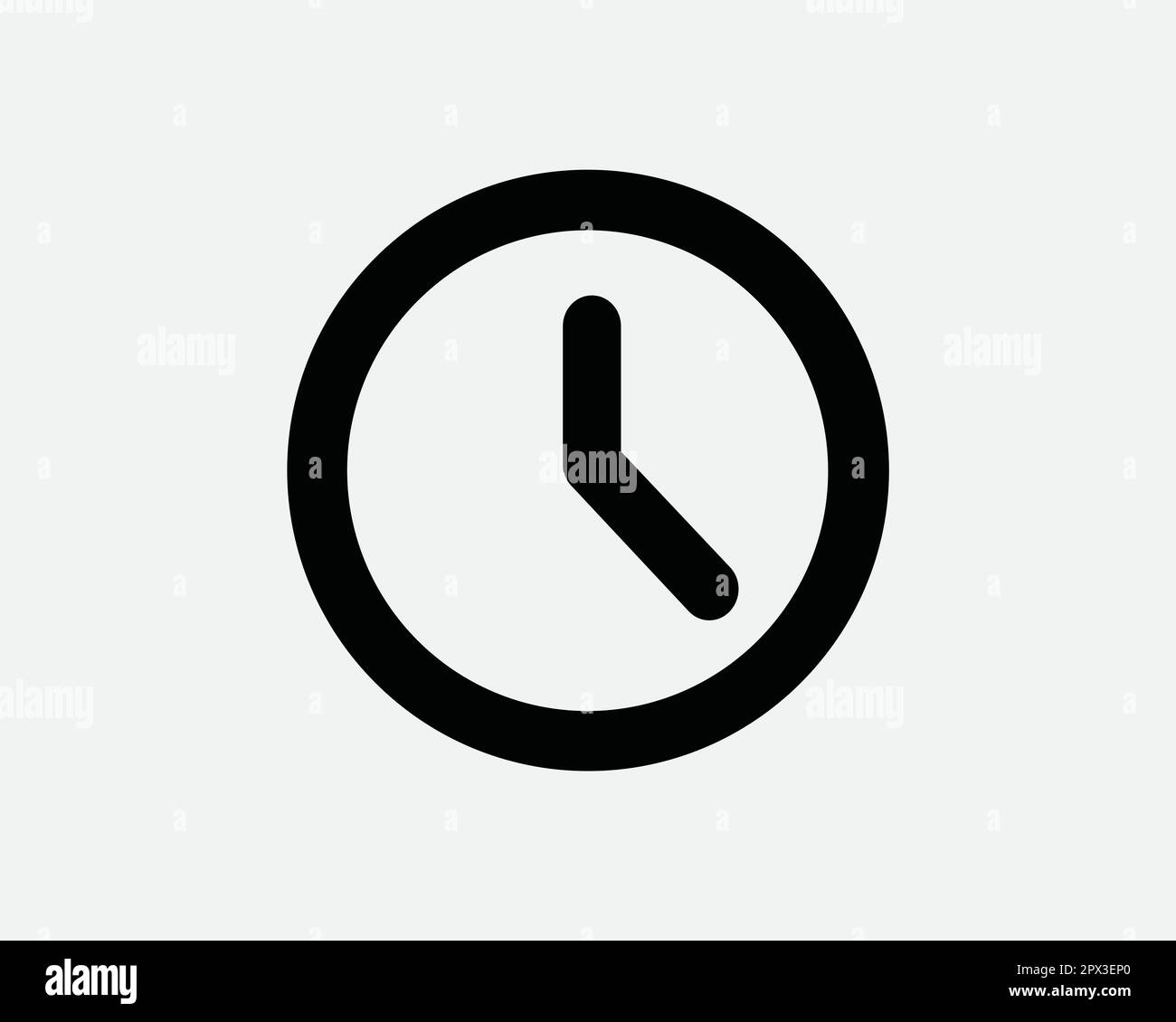Clock Icon Sign Symbol Simple Black Time Timer Round Circle Shape Flat
