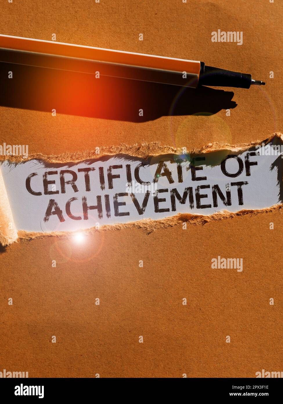 Text sign showing Certificate Of Achievement, Concept meaning certify ...