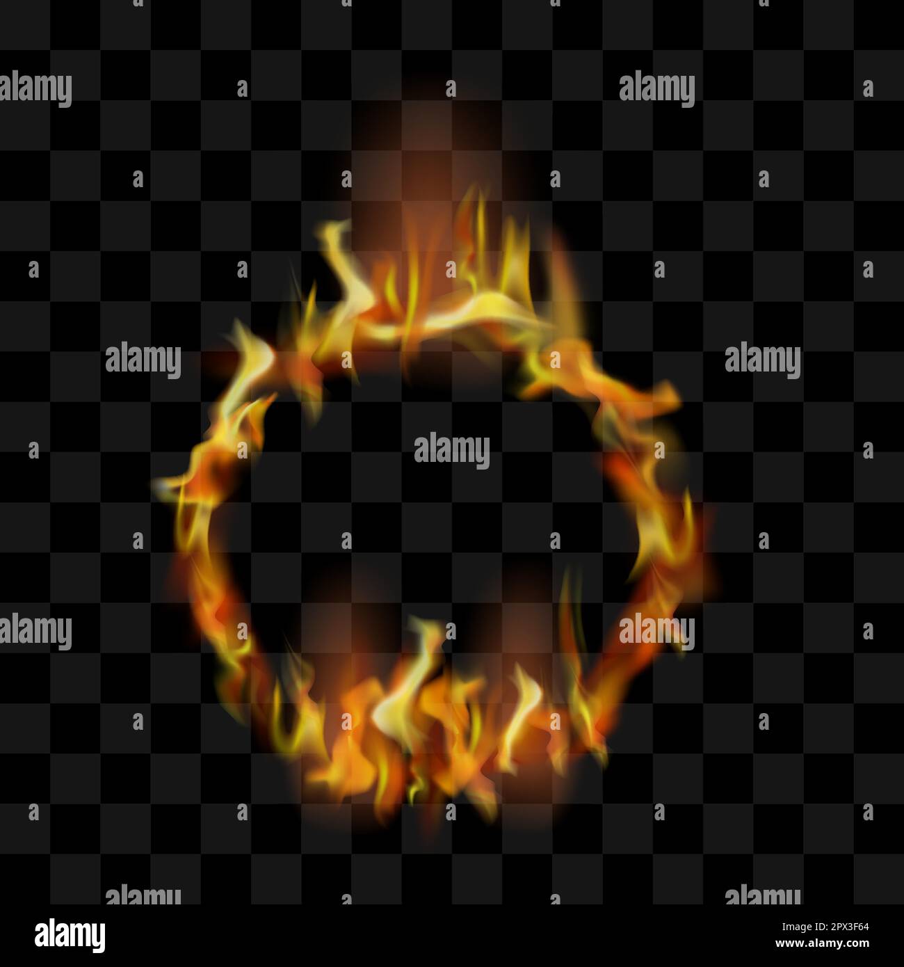 Vector fire circle. Ring of fire. Round fire frame. Flame Isolated over ...
