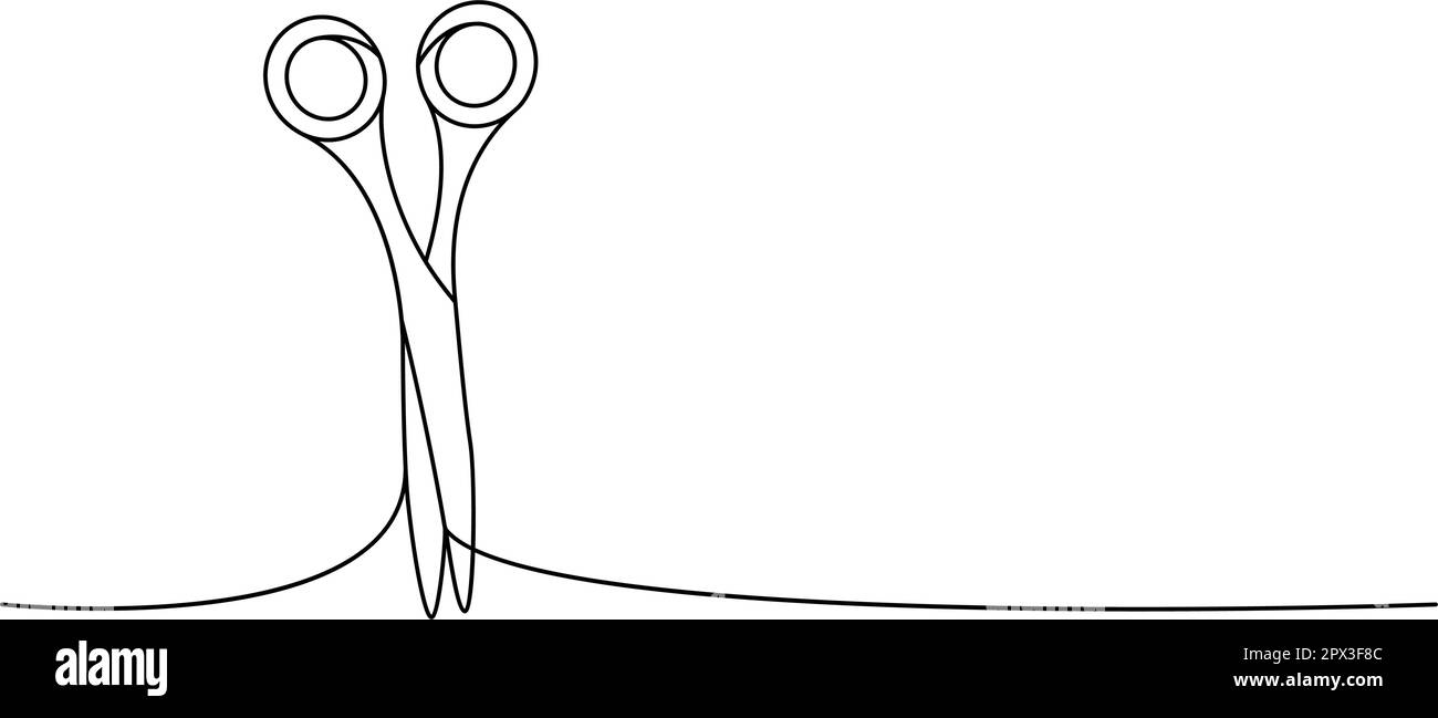 Hairdresser scissors one line continuous drawing. Barber shop and ...