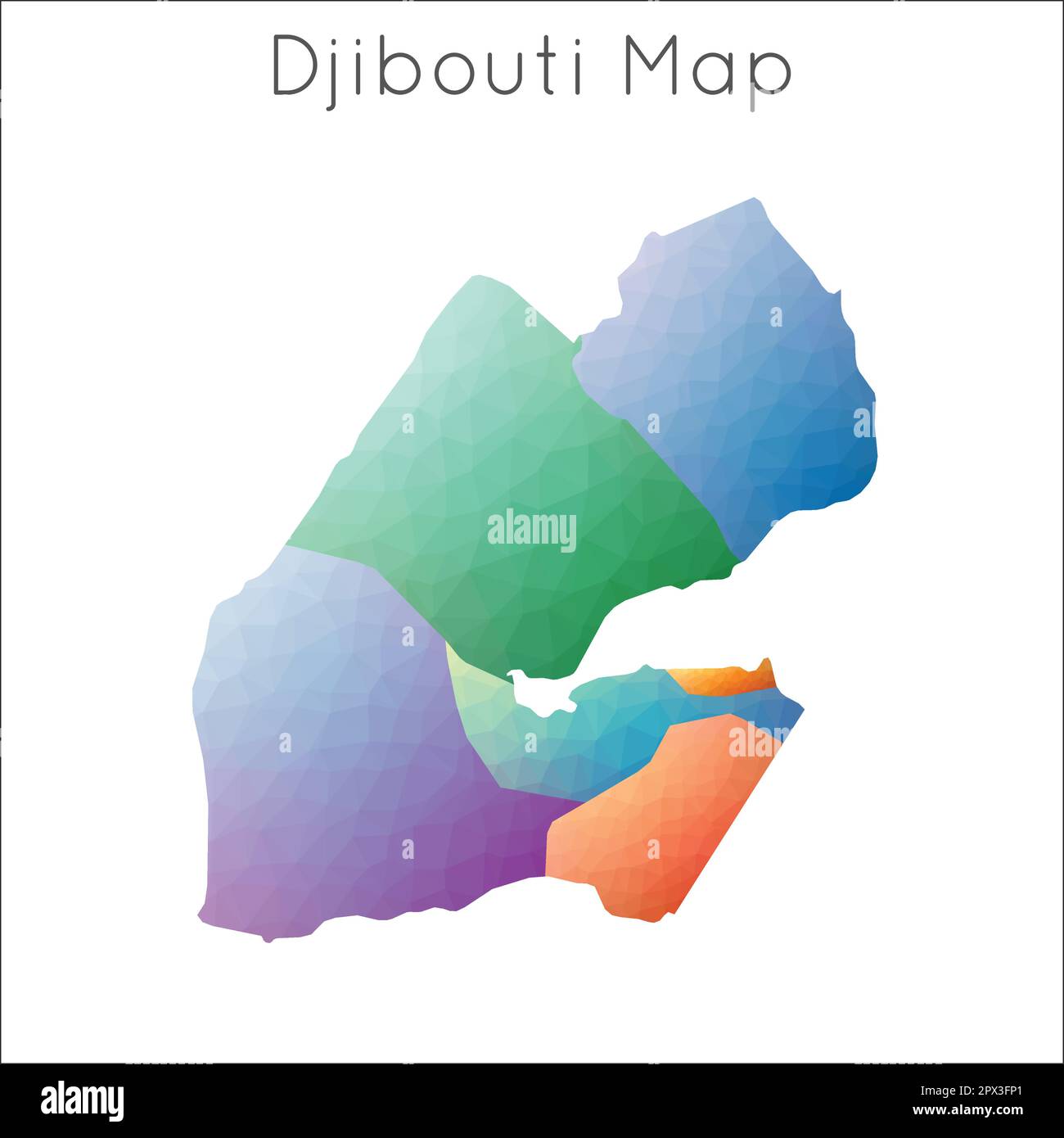 Low poly map of Djibouti. Djibouti geometric polygonal, mosaic style ...