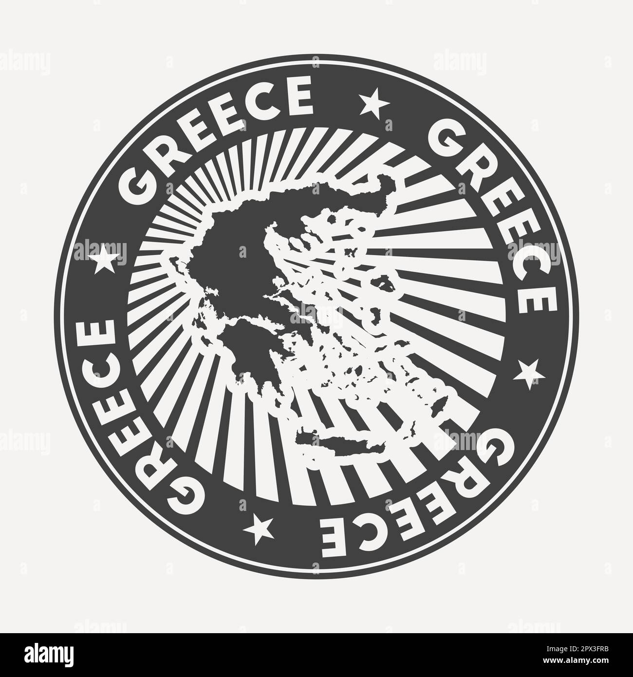 Greece round logo. Vintage travel badge with the circular name and map ...