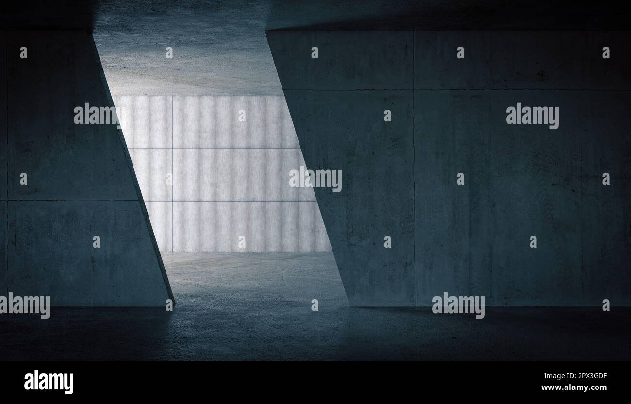 modern reinforced concrete interior, diagonal elements and light on one ...