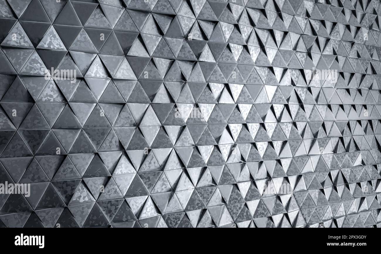 background with triangular shapes in galvanized metal. 3d render Stock ...