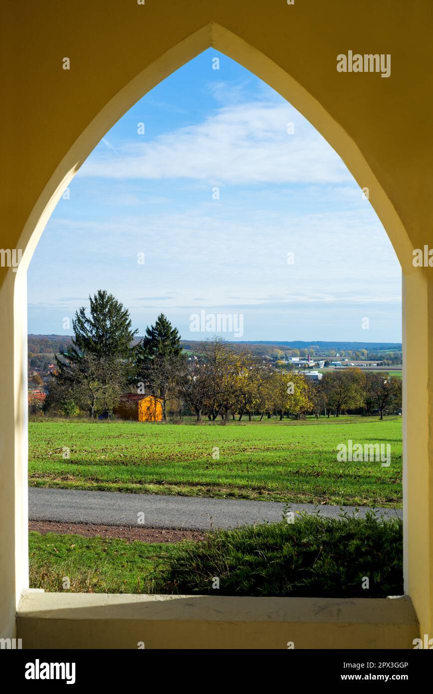 View through stone window in the wall of castle Stock Photo - Alamy