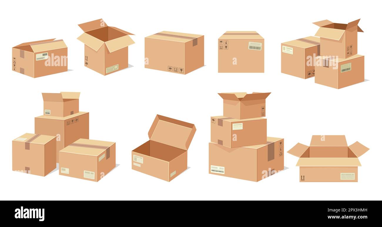 Cardboard boxes set Stock Vector Image & Art - Alamy