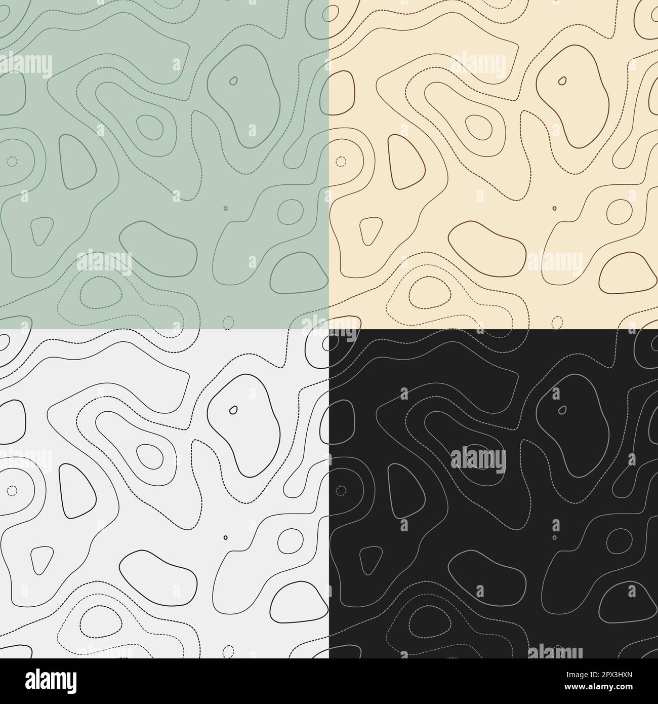 Topography patterns. Seamless elevation map tiles. Astonishing isoline ...