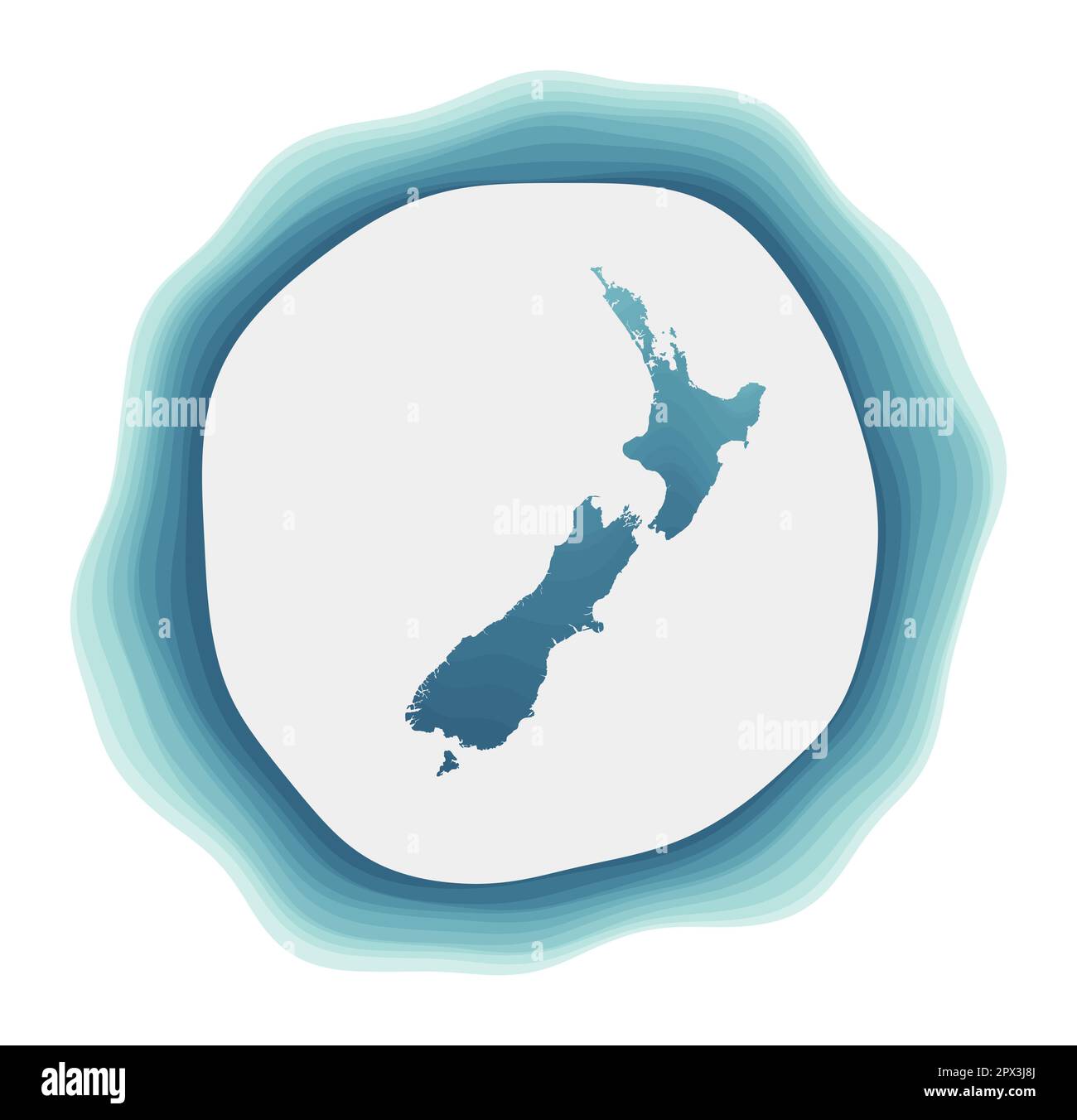 New Zealand logo. Badge of the country. Layered circular sign around ...