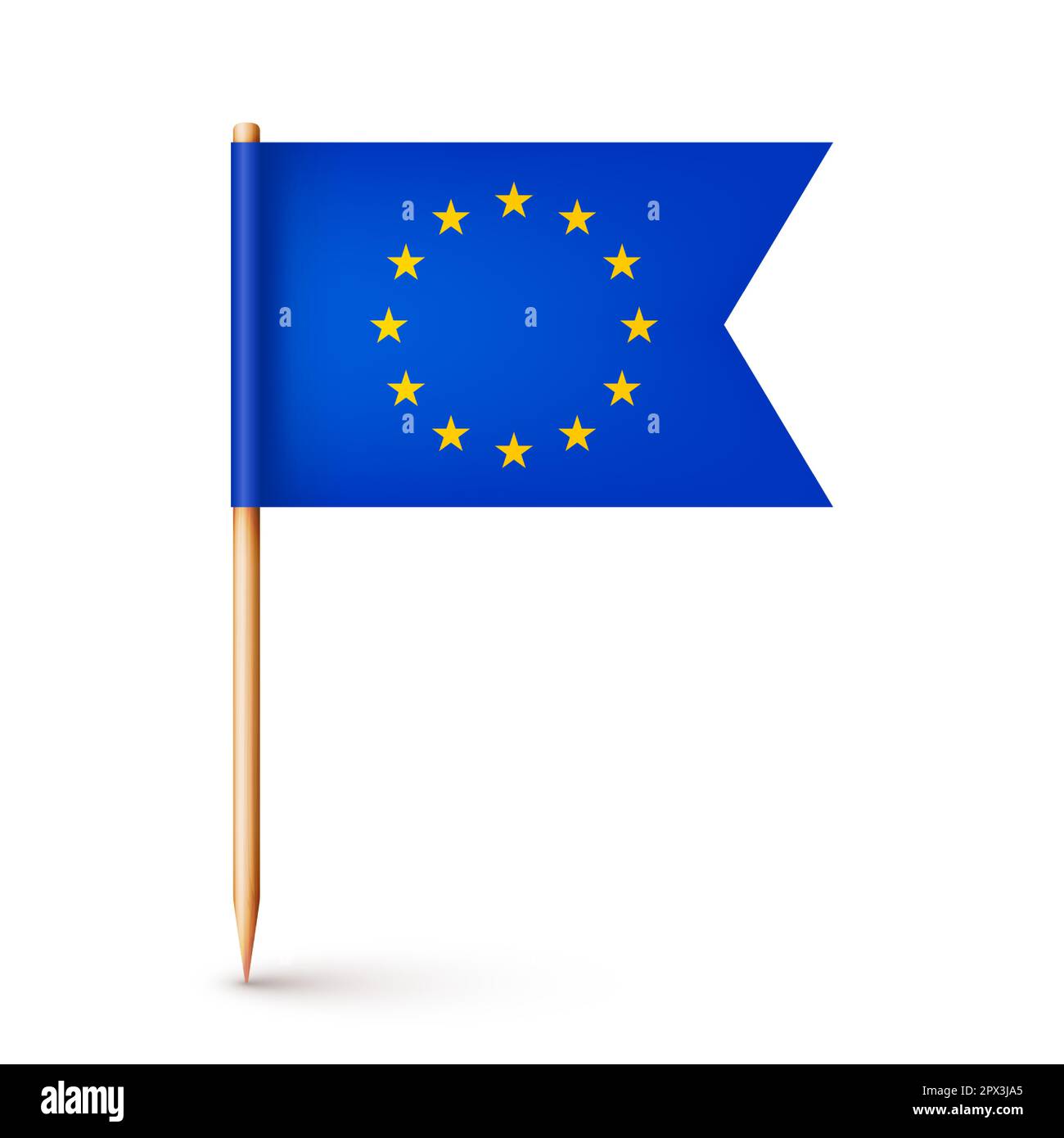 Realistic European toothpick flag. Souvenir from Europe. Wooden ...